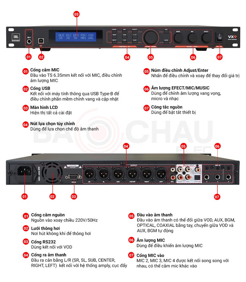 Hướng dẫn sử dụng vang số JBL VX9 đầy đủ